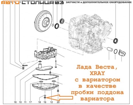 Пробка картера двигателя и вариатора H4M / HR16 Лада Веста / XRAY ...